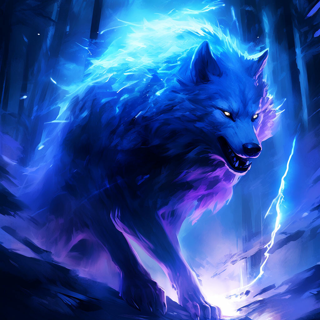 "The majestic translucent blue spirit …" — image created in Shedevrum