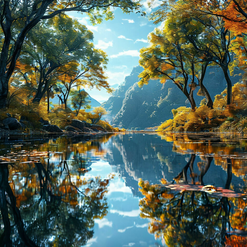 "Reflection,surrealism,nature, 4k, high resolution, high detail, bright ...