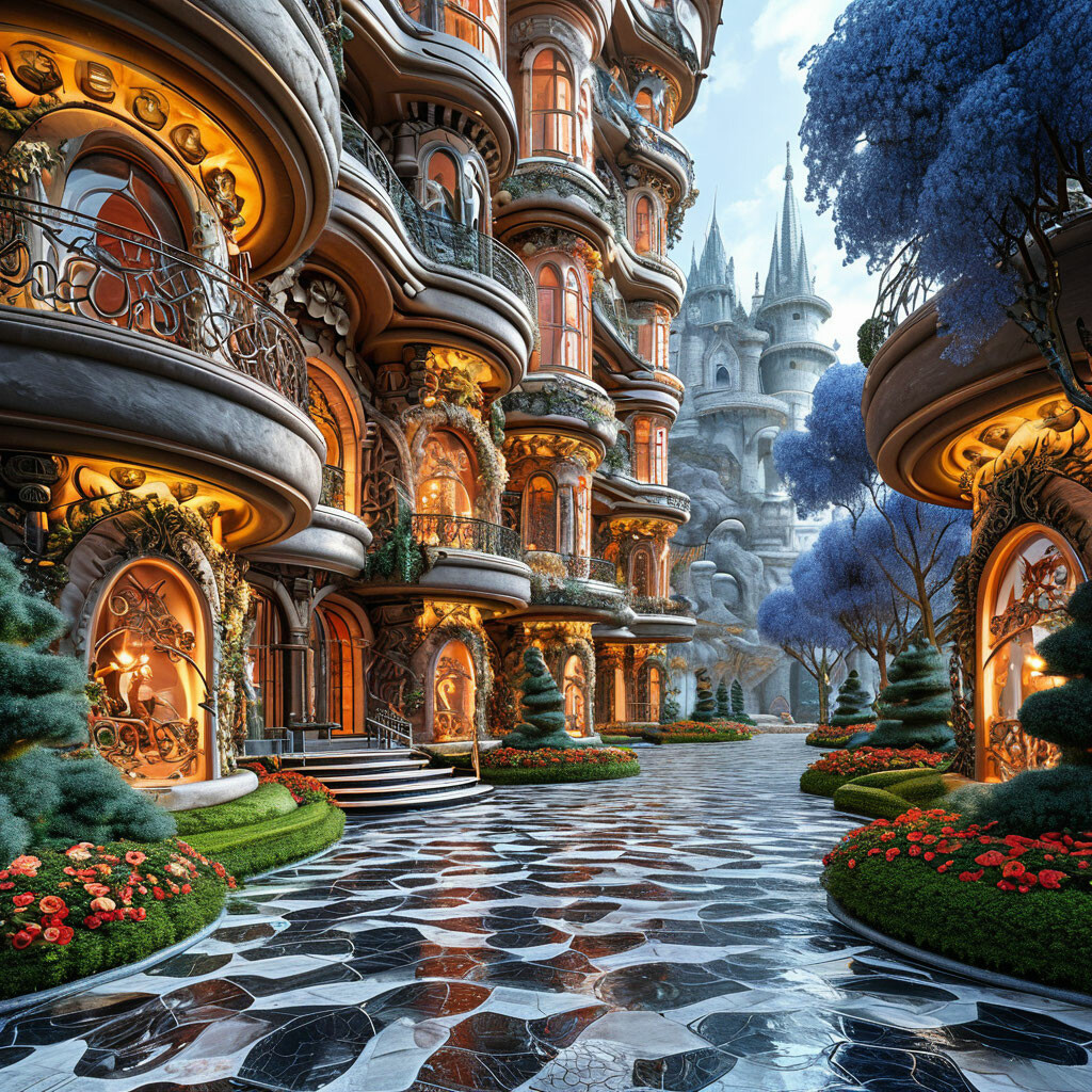 "Macro high-rise, expensive, luxurious barbie castle,fantasy,grid ...