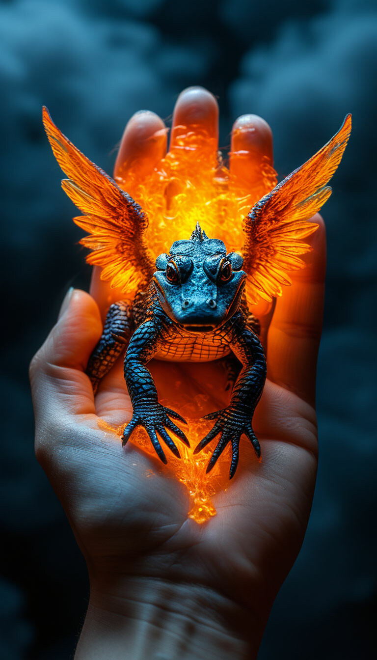 "A charming micro angel + crocodile …" — image created in Shedevrum