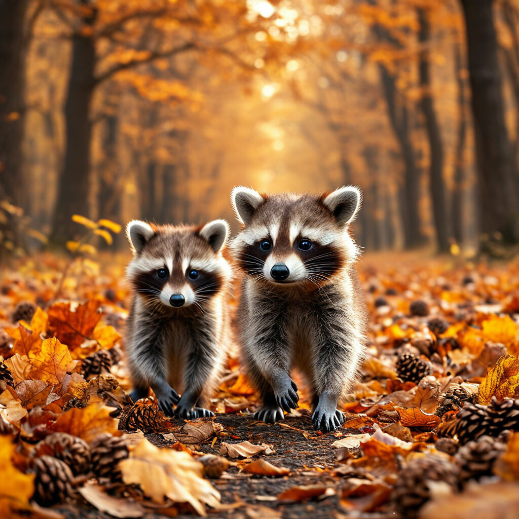 "Lindos mapaches caminando por el …" — imagen creada en Shedevrum