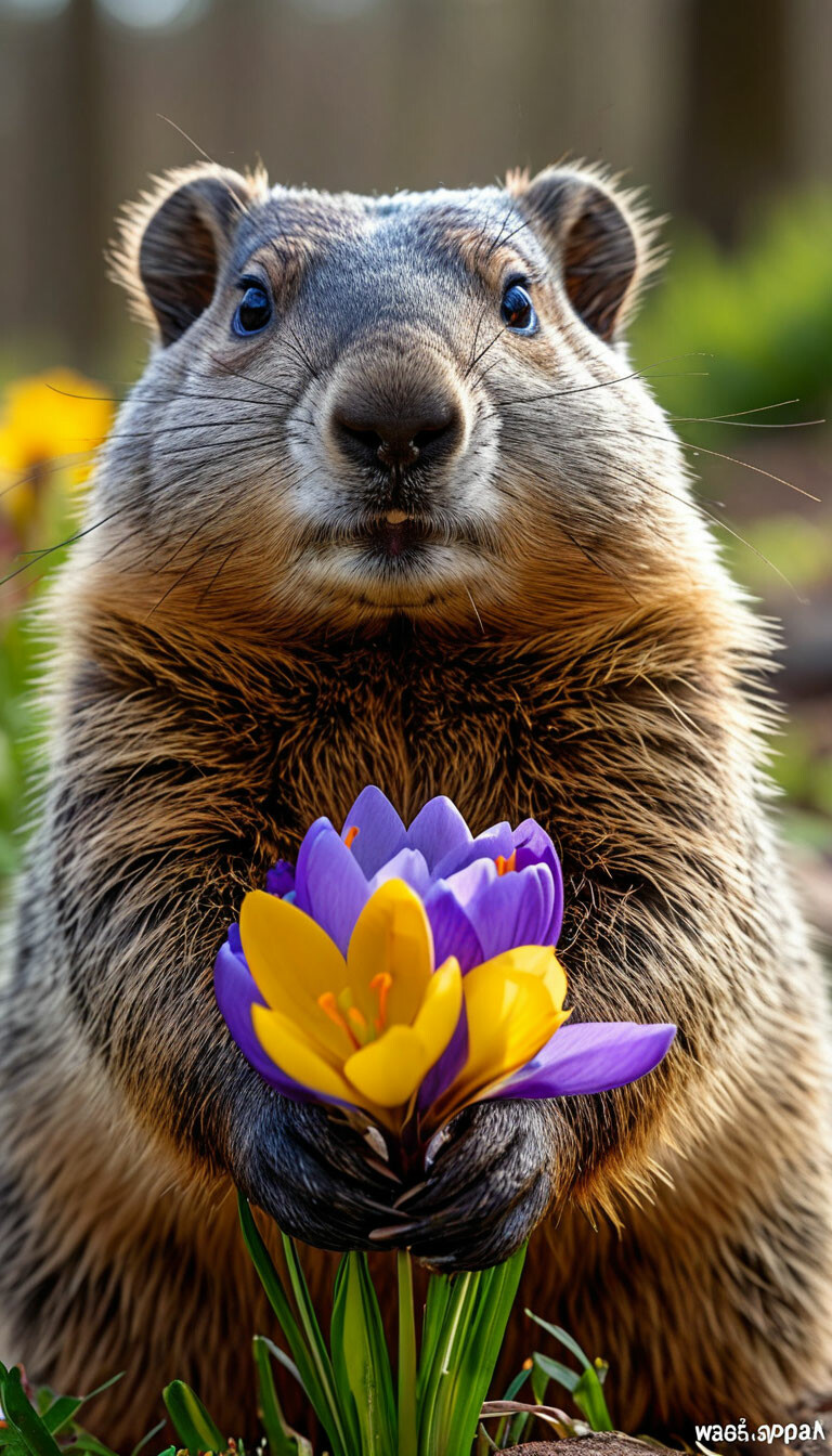 «For everyone from @Was a smiling groundhog with a bouquet of crocuses ...