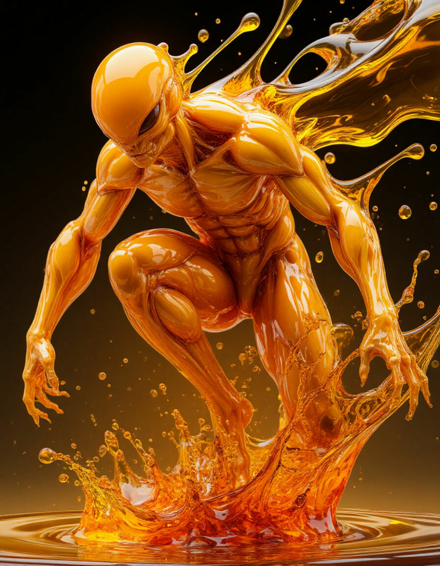 " @awhite bioorganic, honey, amazing male creature made from amber ...