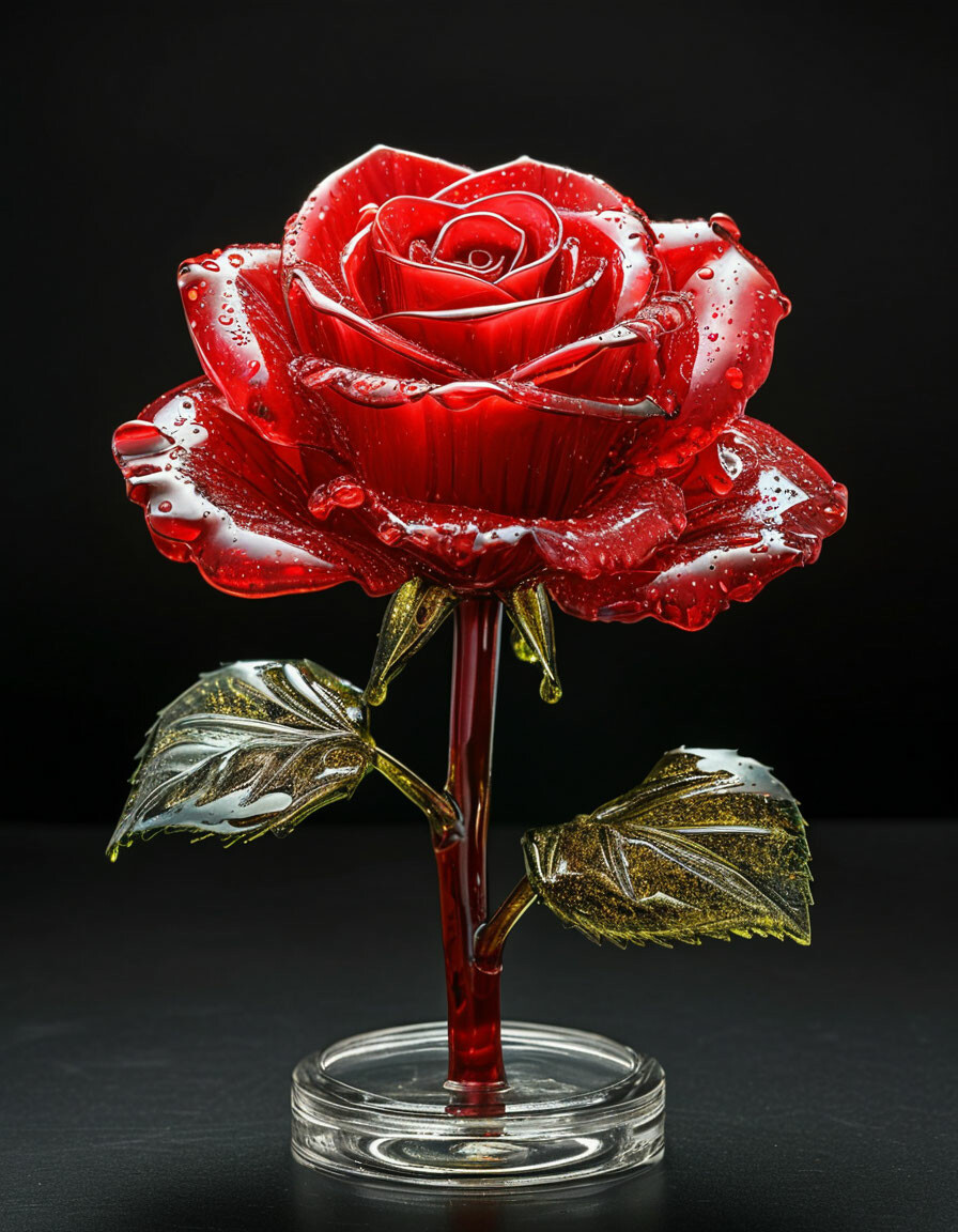 "🌹🔎 glass red rose, Pinterest, hyperdetalization, high detail, high ...