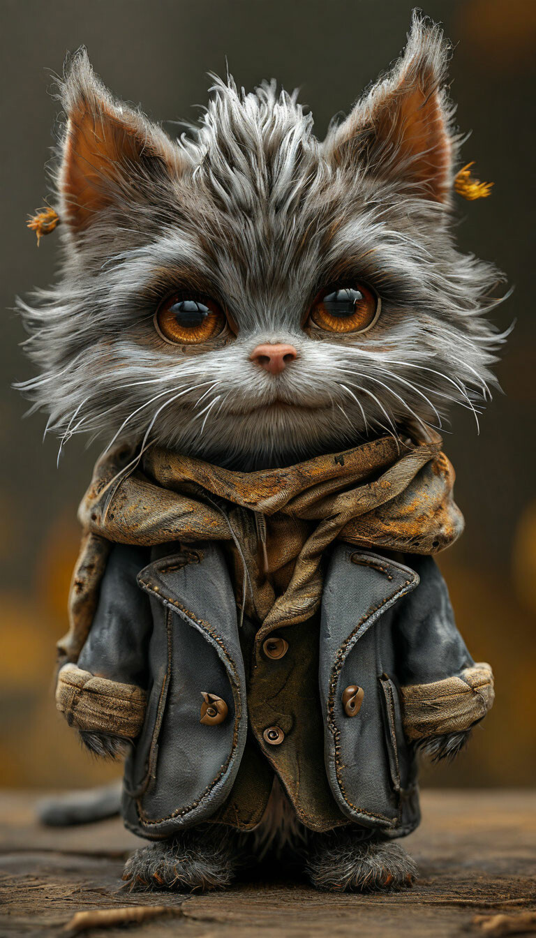 ". котёнок wax Hooligan funny cartoon babaika in classic style , brown ...