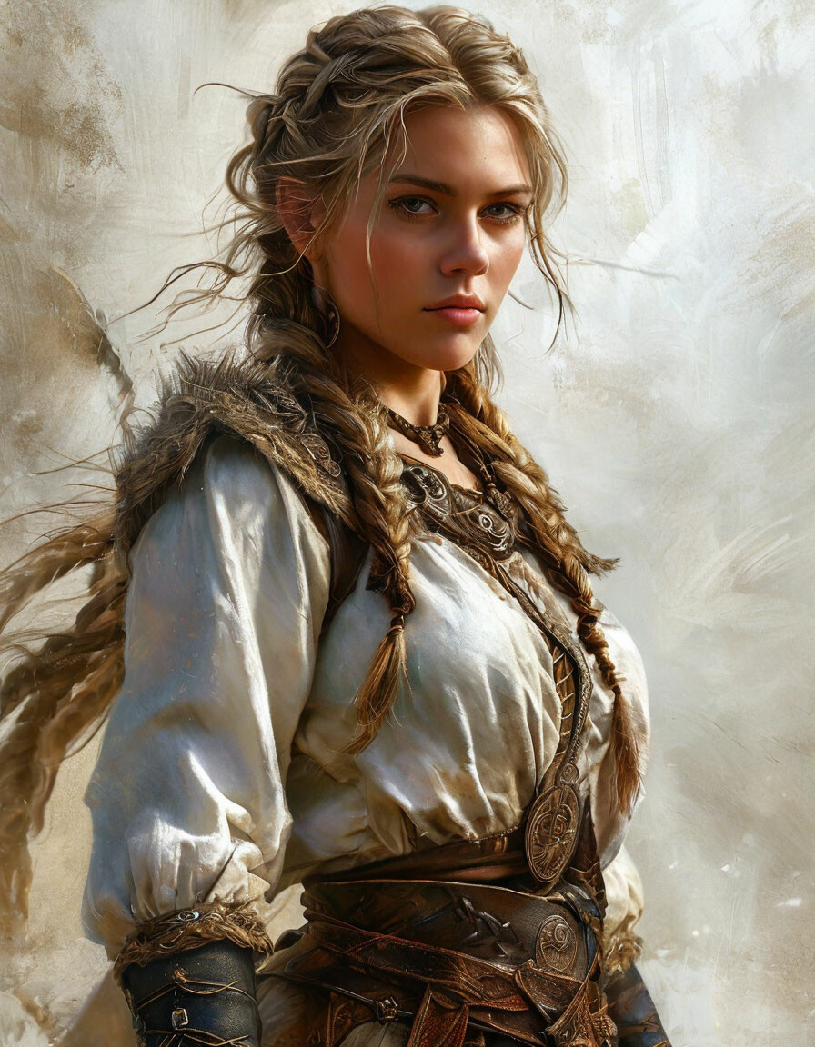 "The Valkyrie. Warrior girl, Scandinavian fantasy, braids, canvas shirt ...