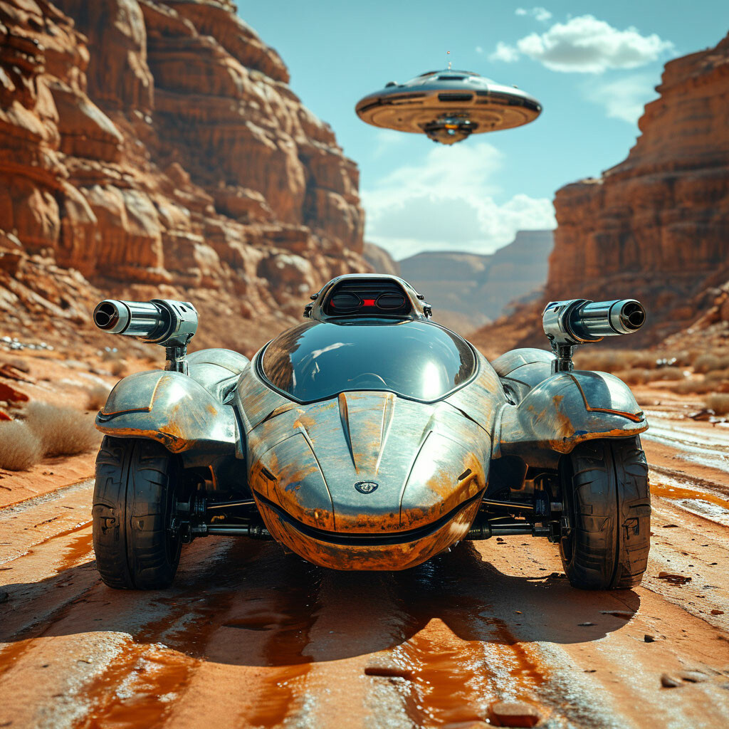 "Part 5 Aliens drive futuristic flying cars with guns on top through ...