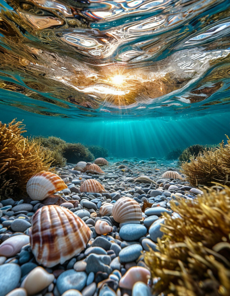 sunset water edge underwater …" — image created in Shedevrum