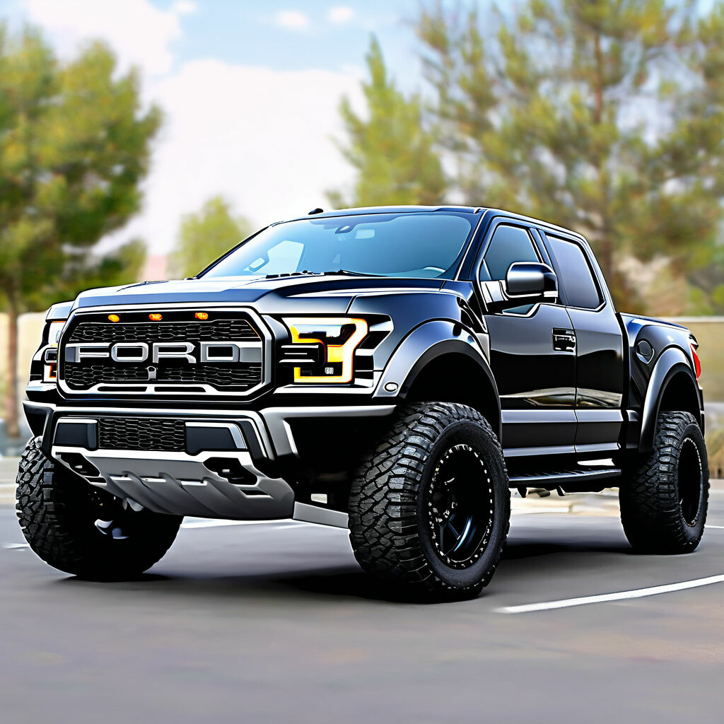 "The new Ford Raptor 6a3 is black" — image created in Shedevrum