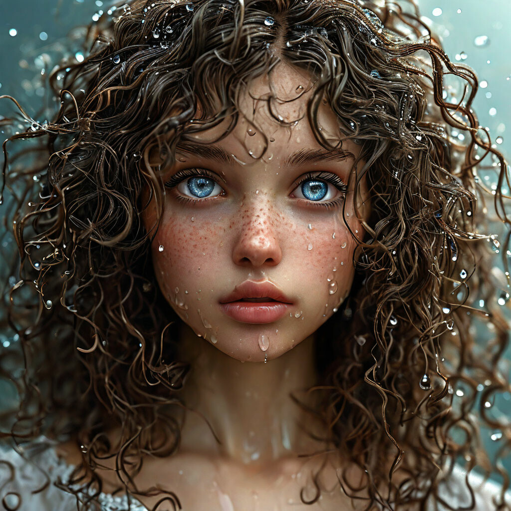 "A beautiful girl curly curls,…" — image created in Shedevrum