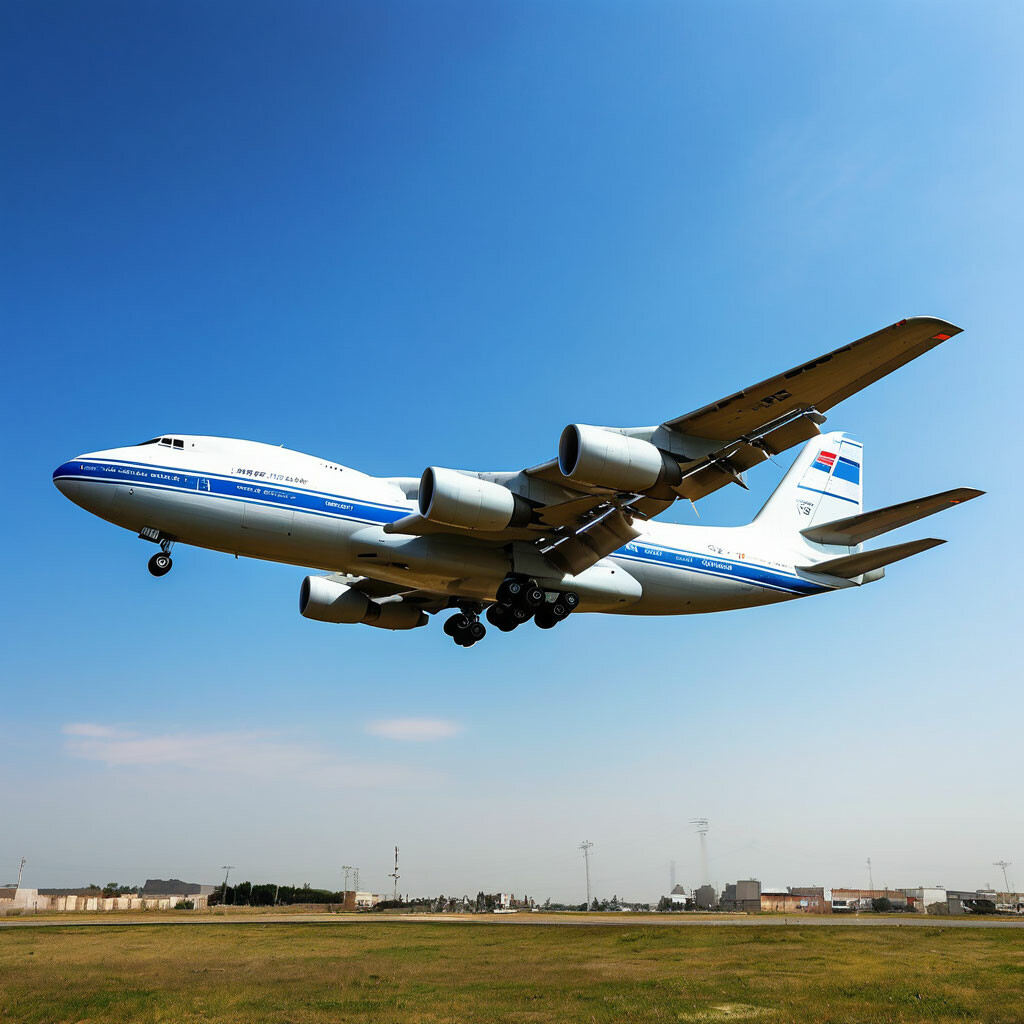 "A large 4-engine cargo plane in the …" — image created in Shedevrum