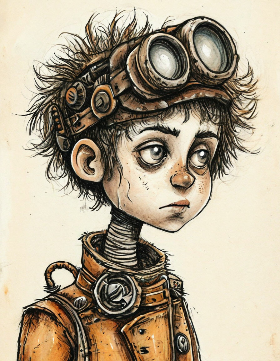 "Primitive children's pencil drawing, naive style, poorly drawn ...