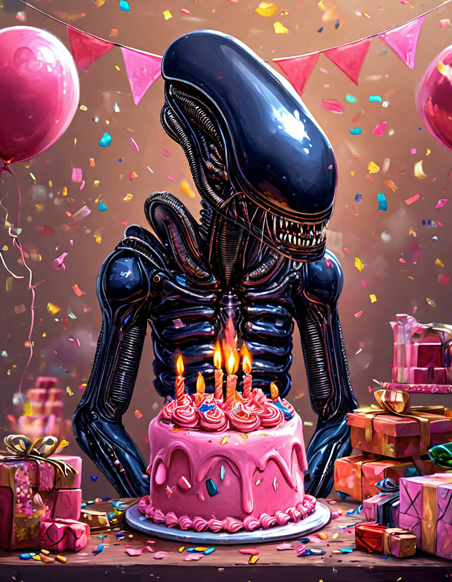 "Happy birthday to Meow Li! 🎉🎊 from @ I am you 🤗🤗🥳 Xenomorph stands ...