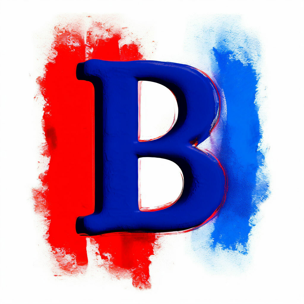 "Dark blue letter B on the background …" — image created in Shedevrum