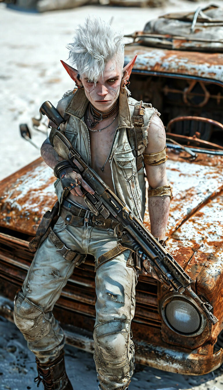 "💎💎 Bionic cheeky elf punk man, pale…" — image created in Shedevrum