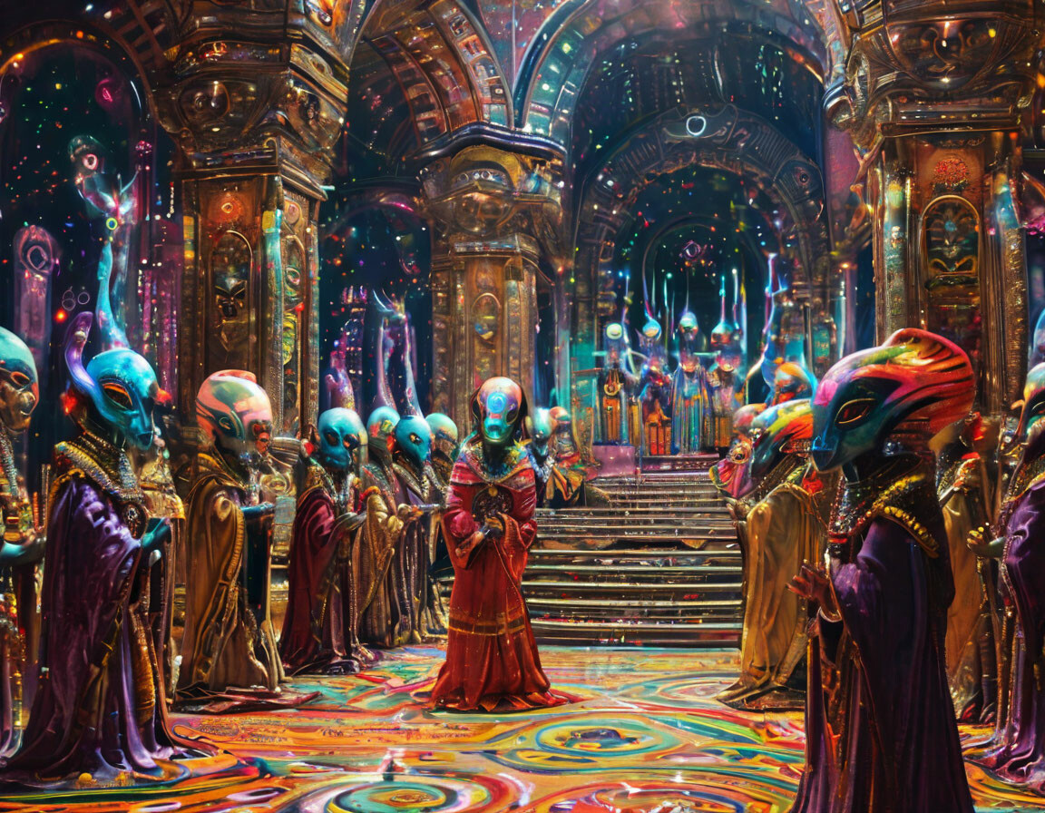 "The ritual rite of alien beings in …" — image created in Shedevrum