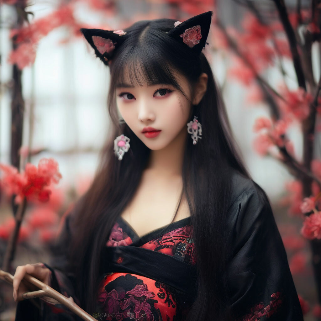 "Demon cat Jao Yan Chinese girl" — image created in Shedevrum
