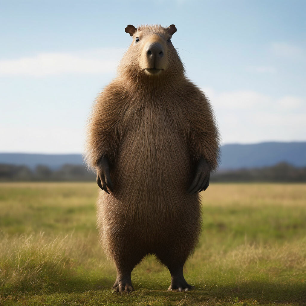 "Human-capybara hybrid, high detail, …" — image created in Shedevrum