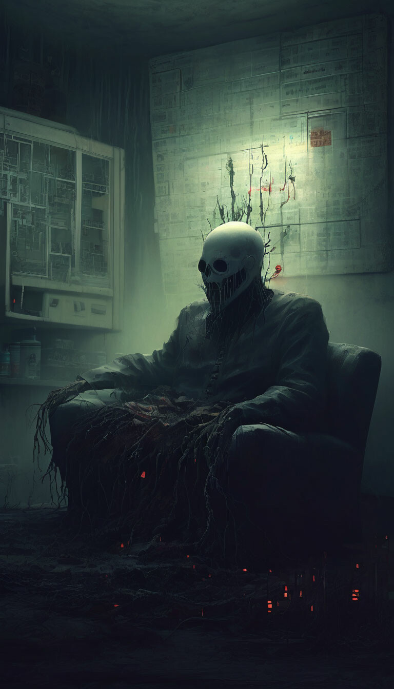 "Horror and data loading" — image created in Shedevrum