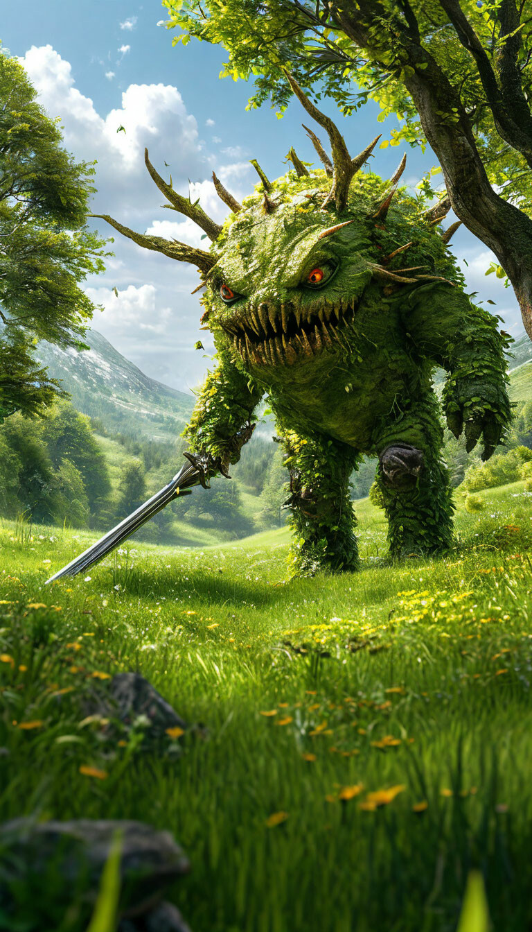 ". A photorealistic dryad cacodemon in a fantasy world with green ...