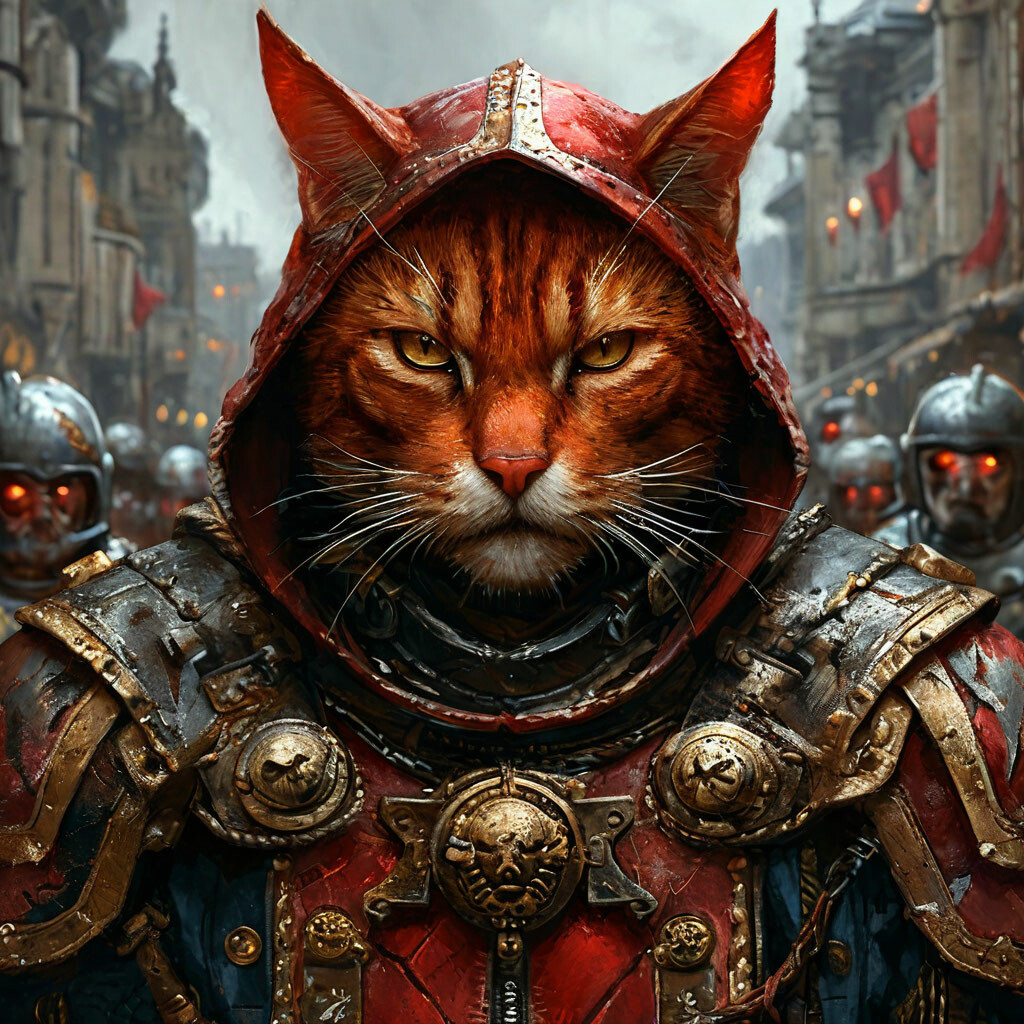 "Show me a fighter from warhammer who has the head of a red cat instead ...