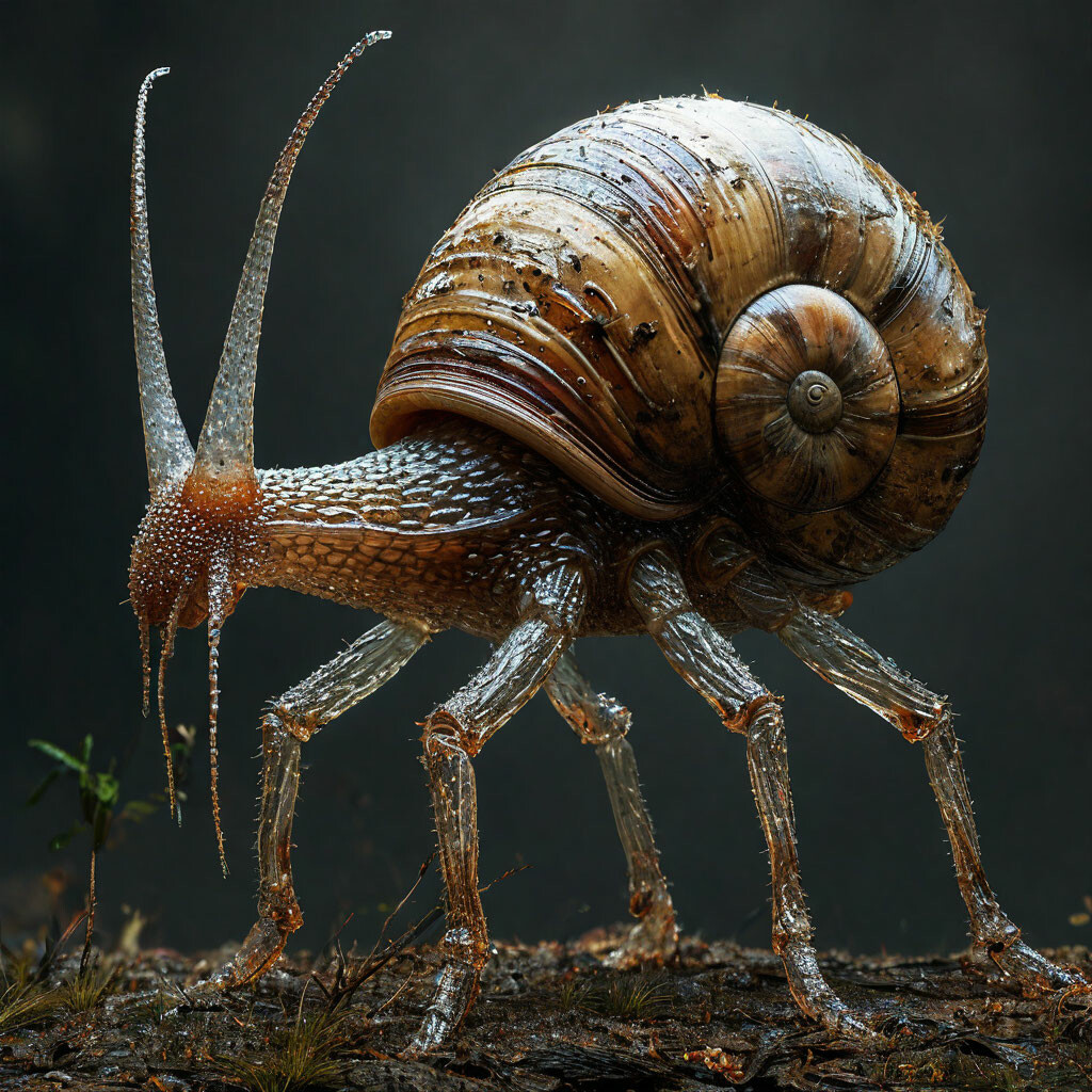 "The giant is long-armed, screams, with a transparent shell, insect ...