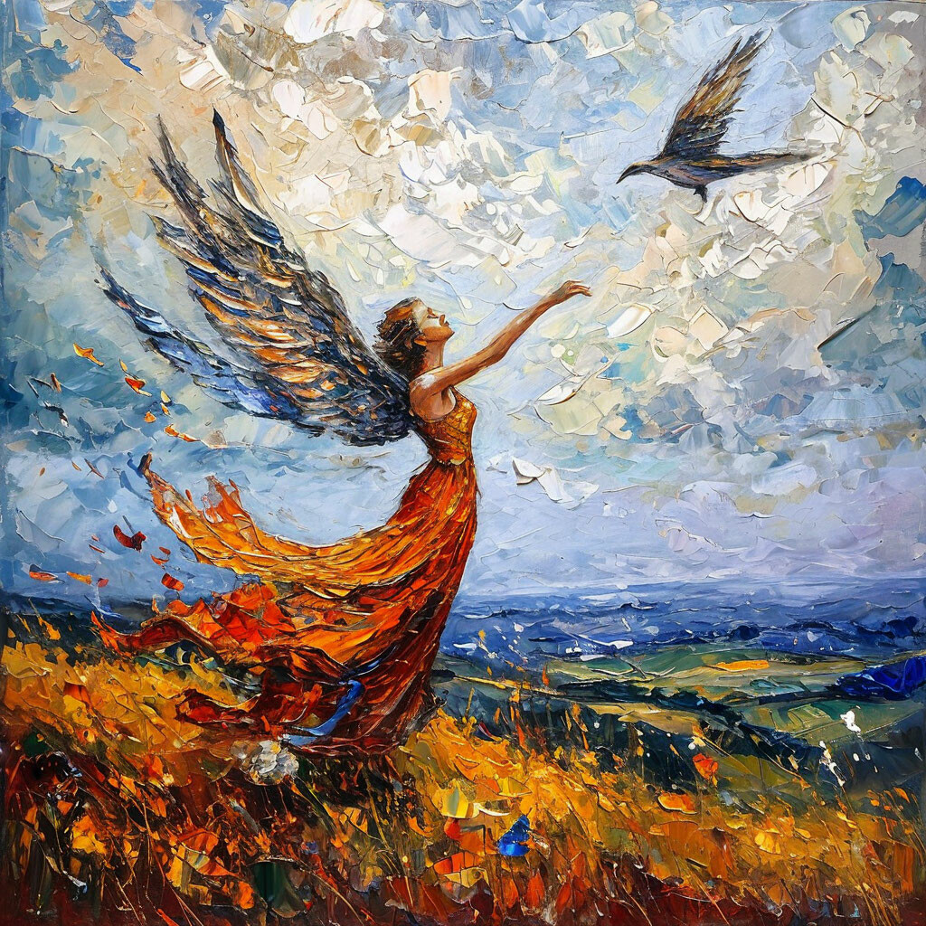 "Fly away on the wings of the wind Impressionism" — image created in ...