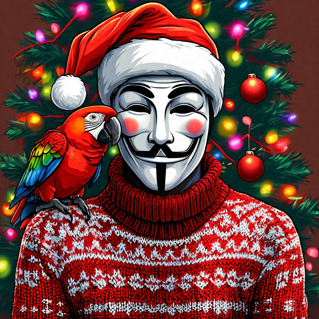 "New Year's ANONYMUS A man with a white mask of Anonymus on his face ...