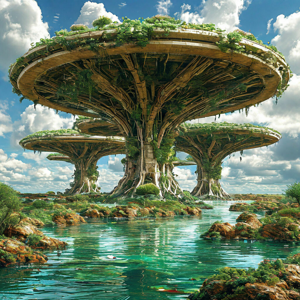 "Habitable megastructure in the form of branched monolithic trees, long ...