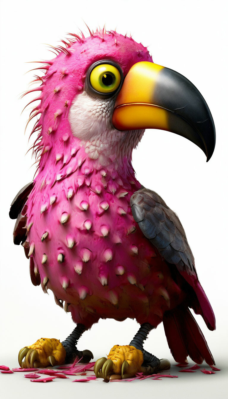 "Biomutation,toucan and dragon fruit hybrid, long eyelashes, fun, funny ...