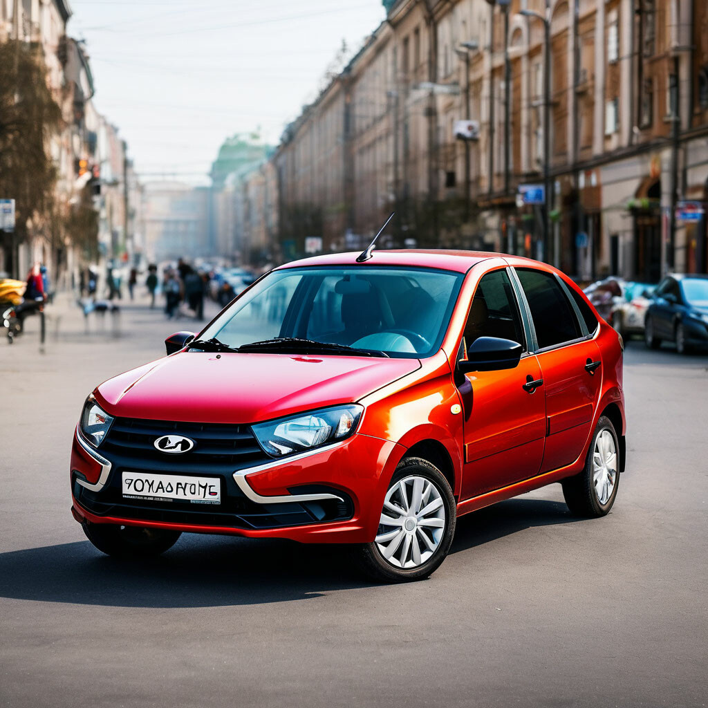 "Lada Granta is red in Russia" — image created in Shedevrum