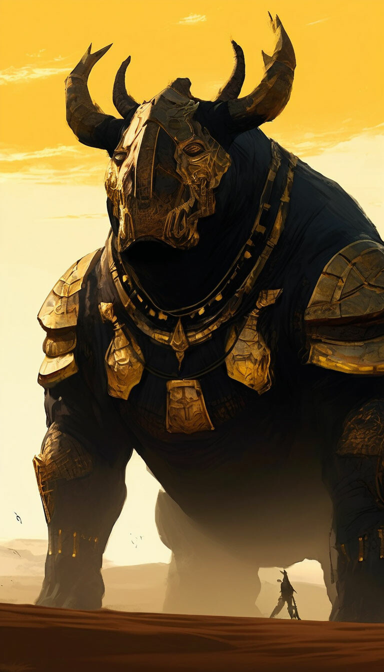 "Behemoth animal elven African, legendary, sky, desert yellow light ...