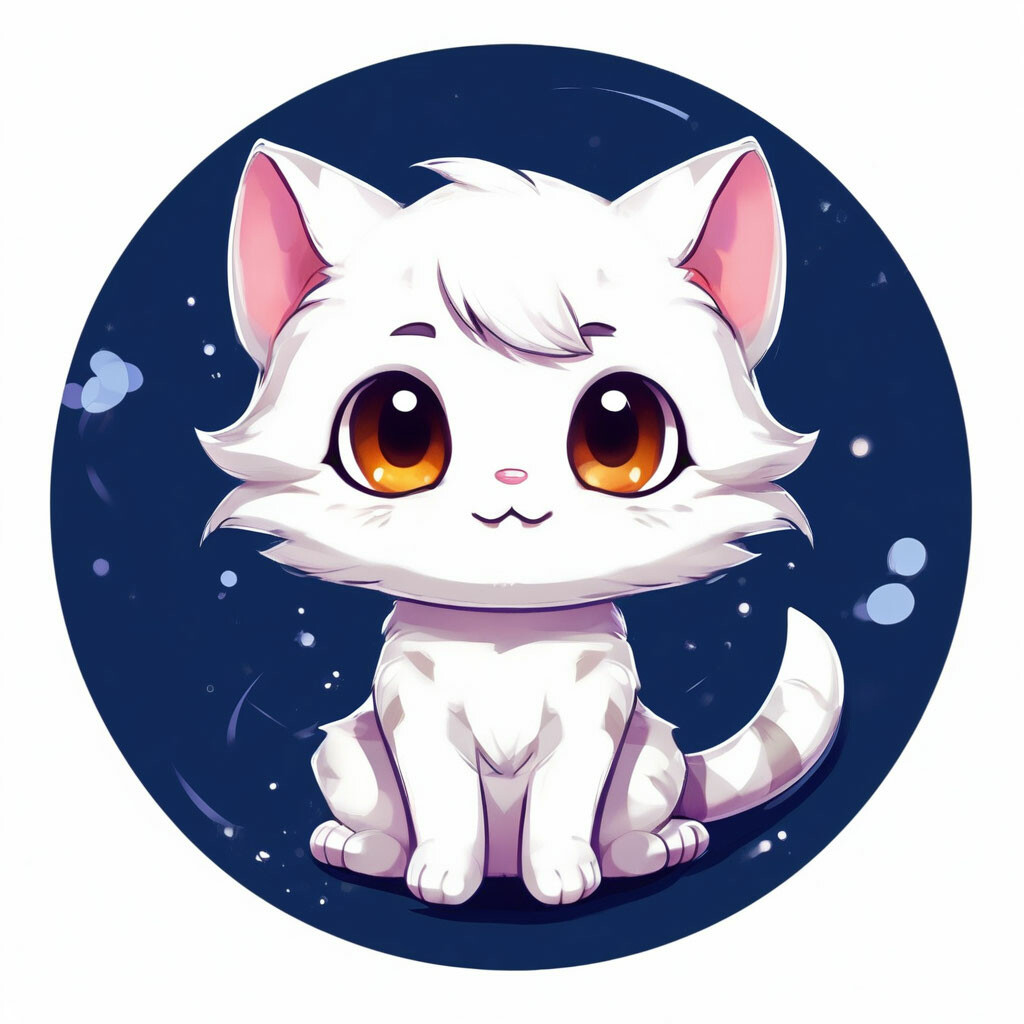 "Cute anime-style cat, round avatar" — image created in Shedevrum