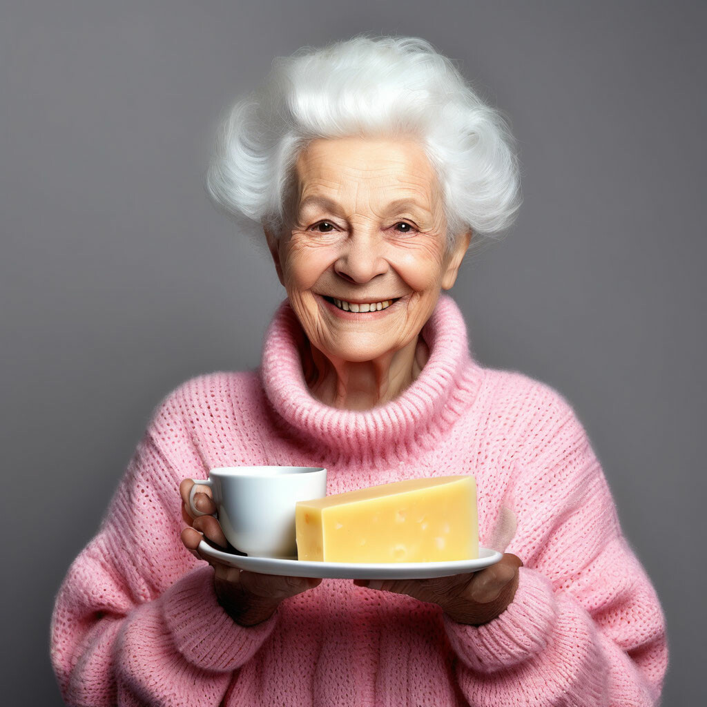 "Grandmother, stylish, fashionable, …" — image created in Shedevrum