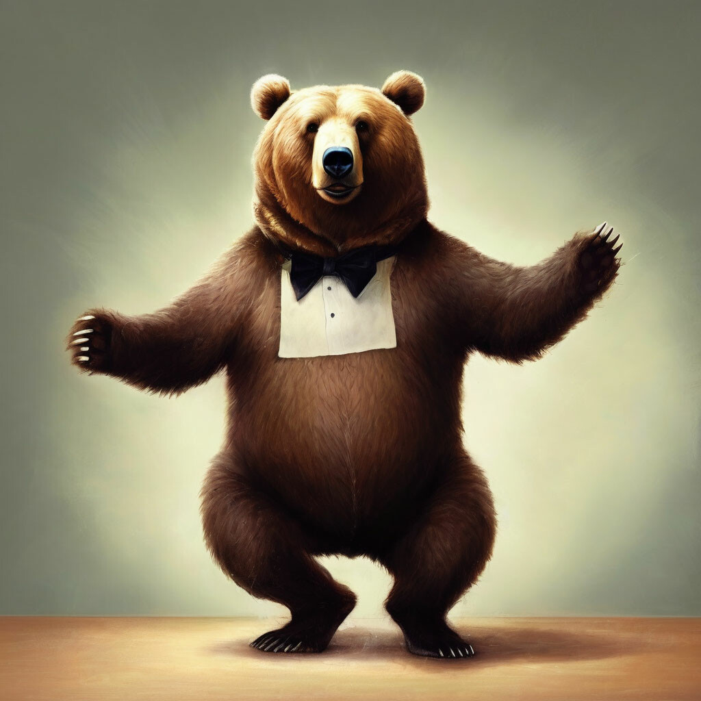 "The bear is tap dancing" — image created in Shedevrum