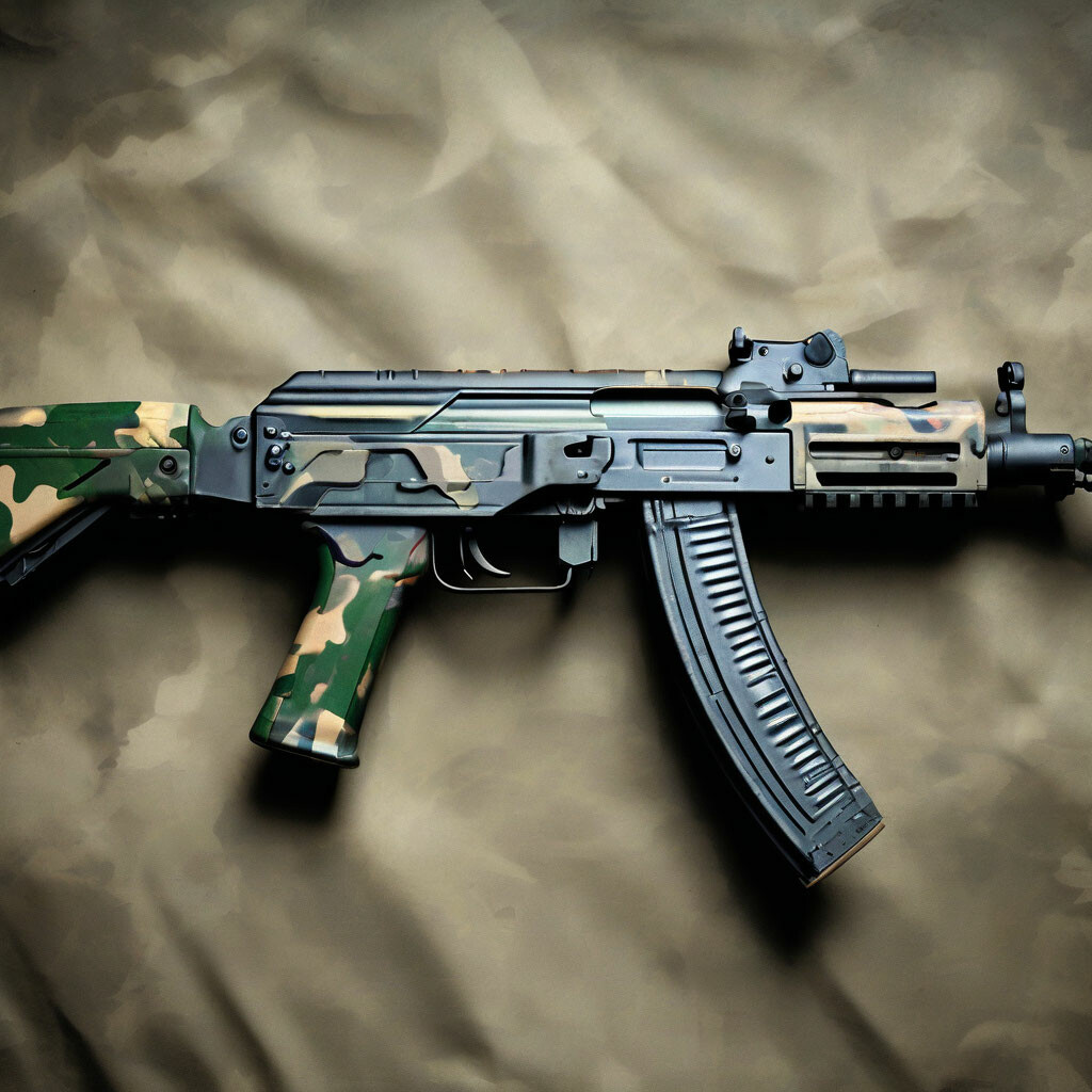 "Ak112 in camouflage color" — image created in Shedevrum