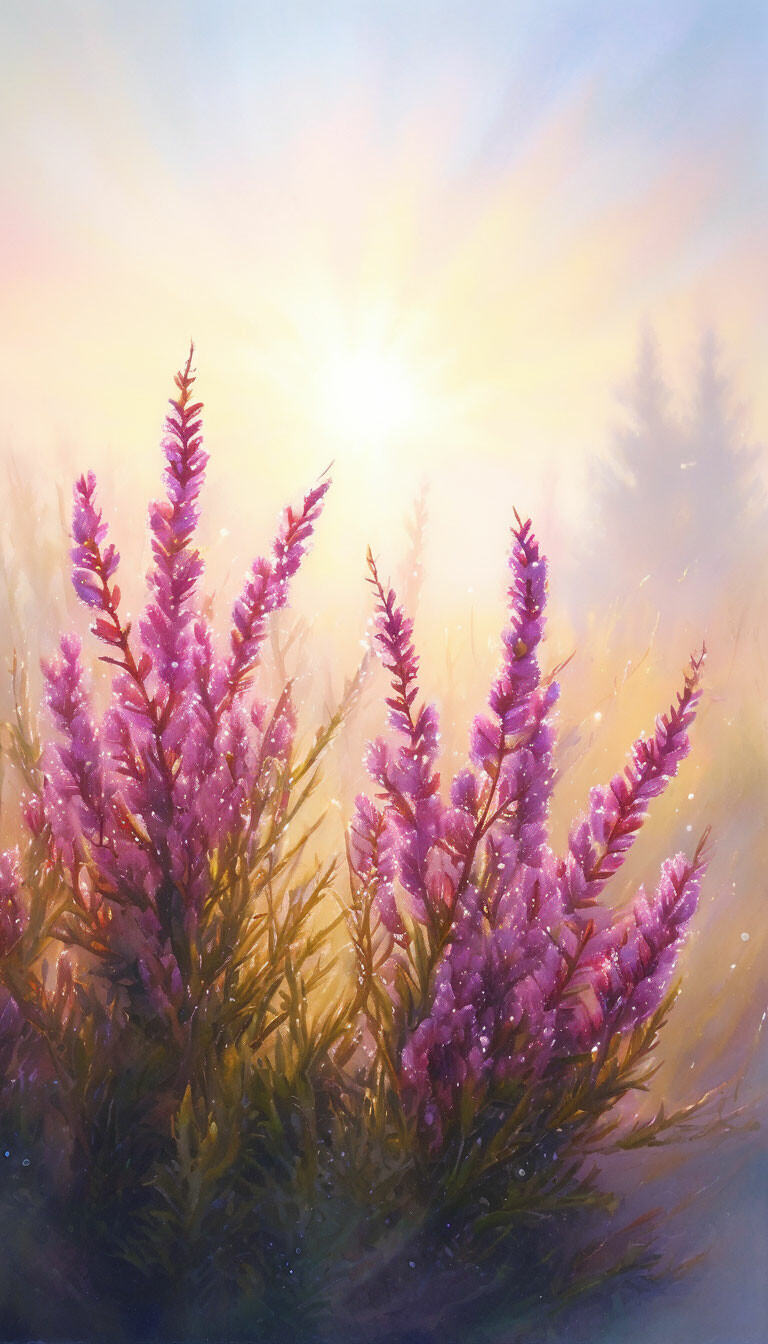 "Sunny watercolor, heather flowers in …" — image created in Shedevrum