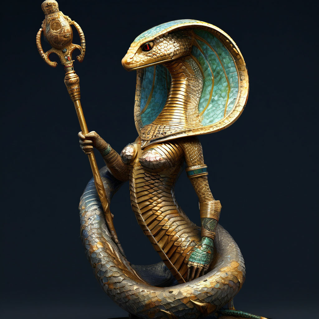 "Anthropomorphic female cobra in …" — image created in Shedevrum