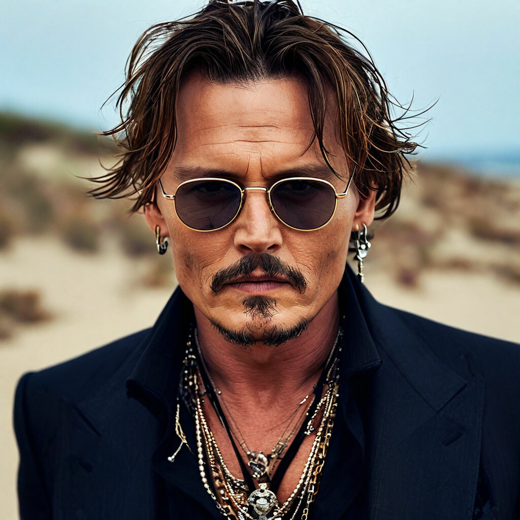 "Johnny Depp in a savage perfume commercial" — image created in Shedevrum