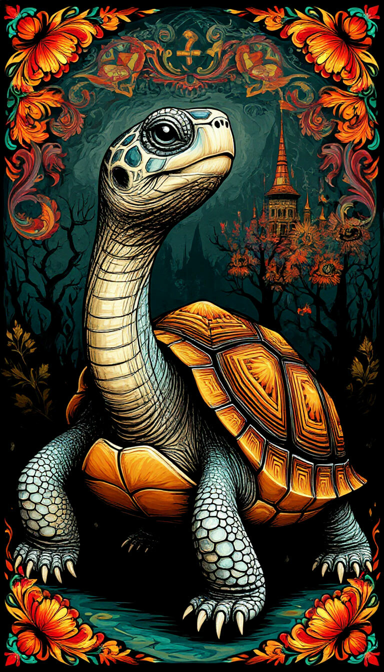 "Turtle voodoo Khokhloma.fantasy reality psychedelic dark mystical ...
