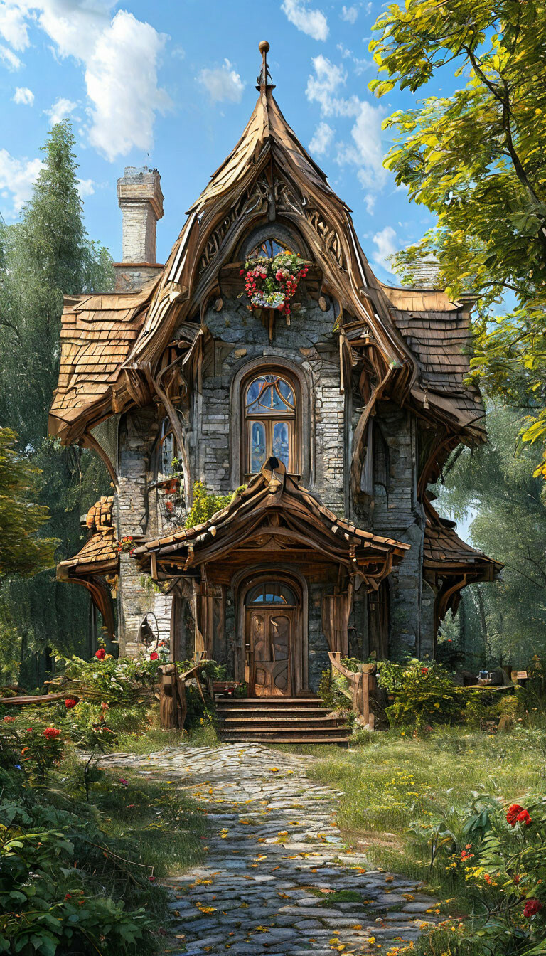 "Mystical house hero of a Slavic fairy tale,full-body, photorealism ...