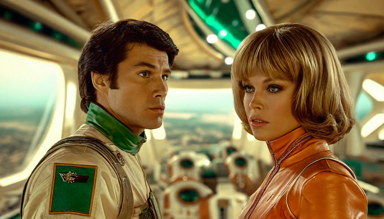 "Retro futurism style, romantic fantasy films of the seventies of the ...