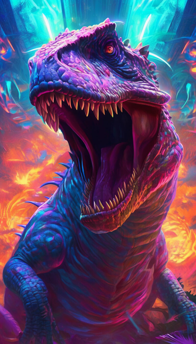 "Jurassic Period Tyrex Anime Hallucinogen Northern Lights Holography ...