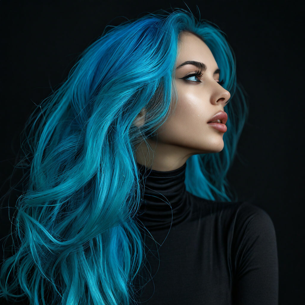 «Красивые длинные голубые-Vivid Cyan…» — картинка создана в Шедевруме