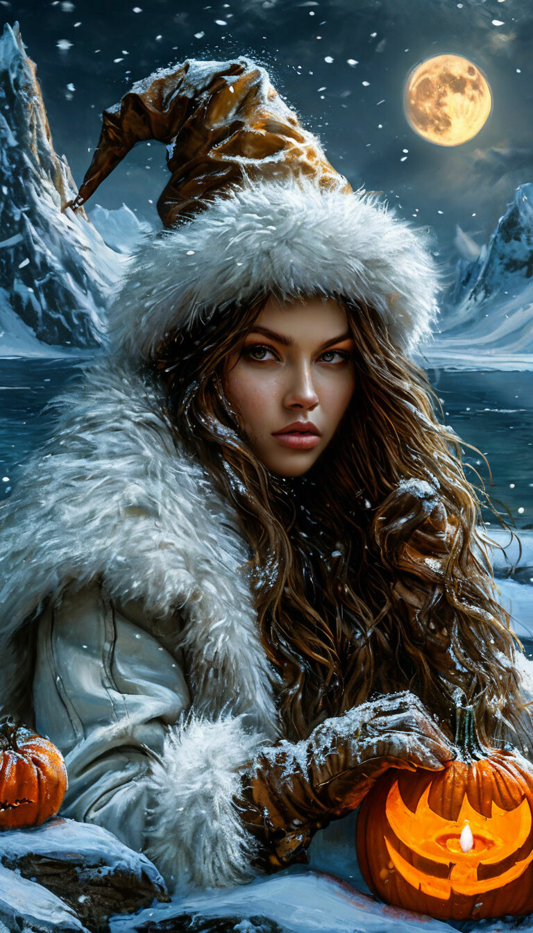 "Beautiful long-haired brunette witch …" — image created in Shedevrum