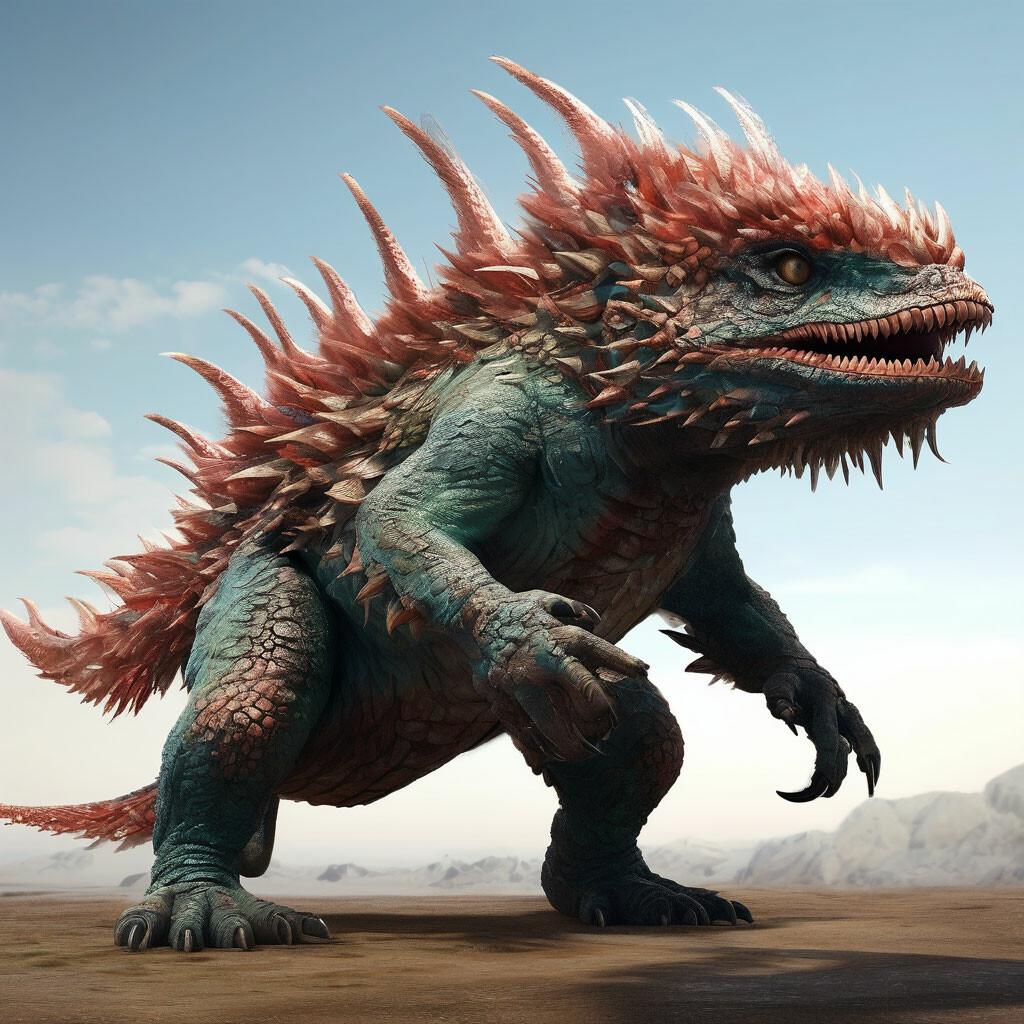 "My invented Kaiju Digarutosaurus is a huge lizard with three paws on ...