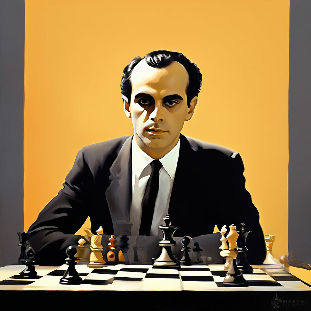 "Riga, champion Mikhail Tal thought …" — image created in Shedevrum