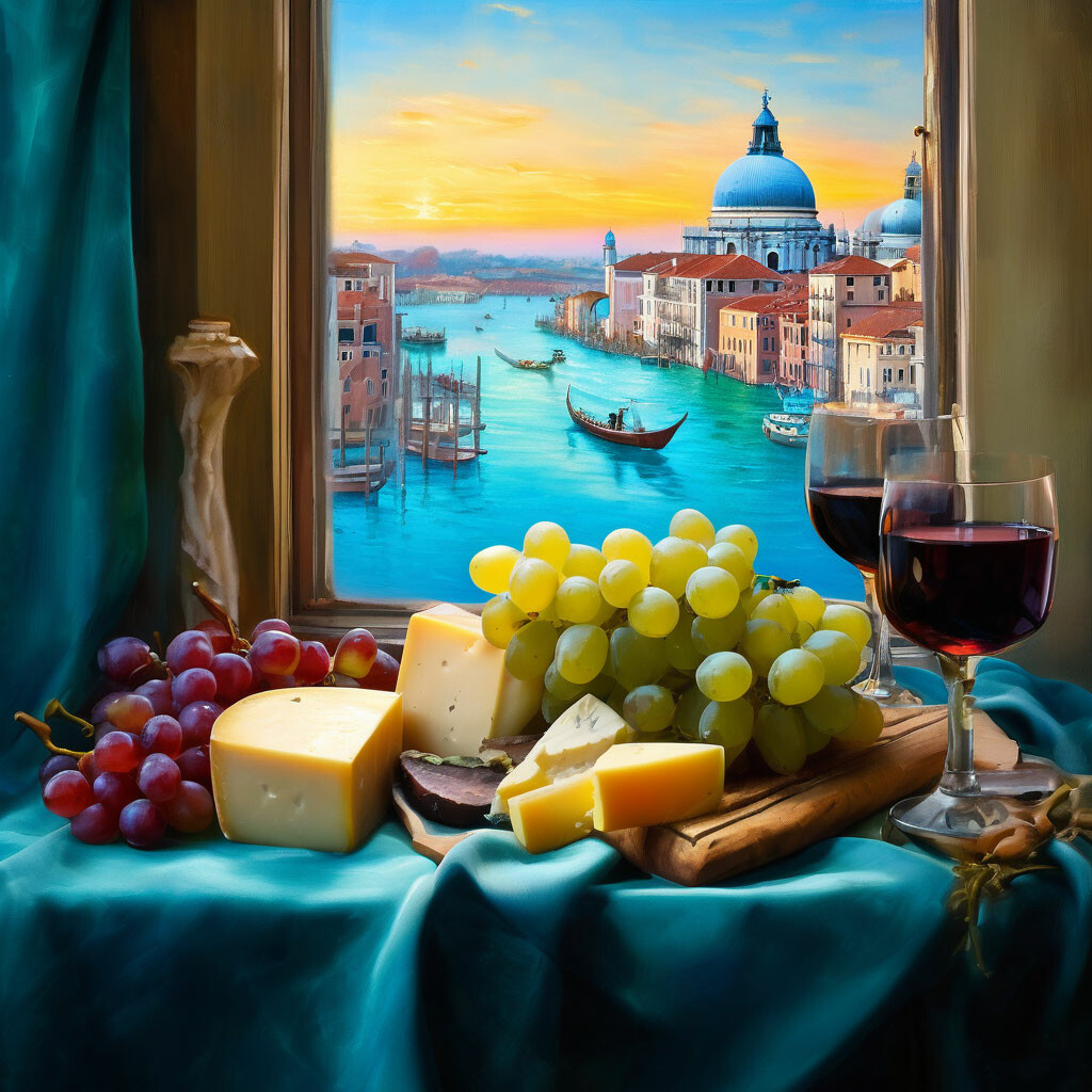 "Día del vino y el queso y las uvas un…" — imagen creada en Shedevrum