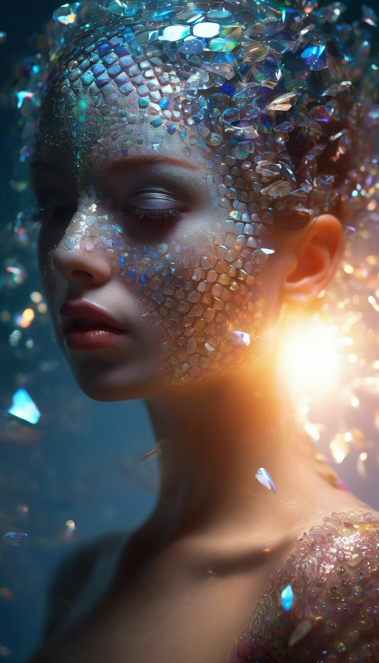 "Inside a beautiful translucent woman …" — image created in Shedevrum