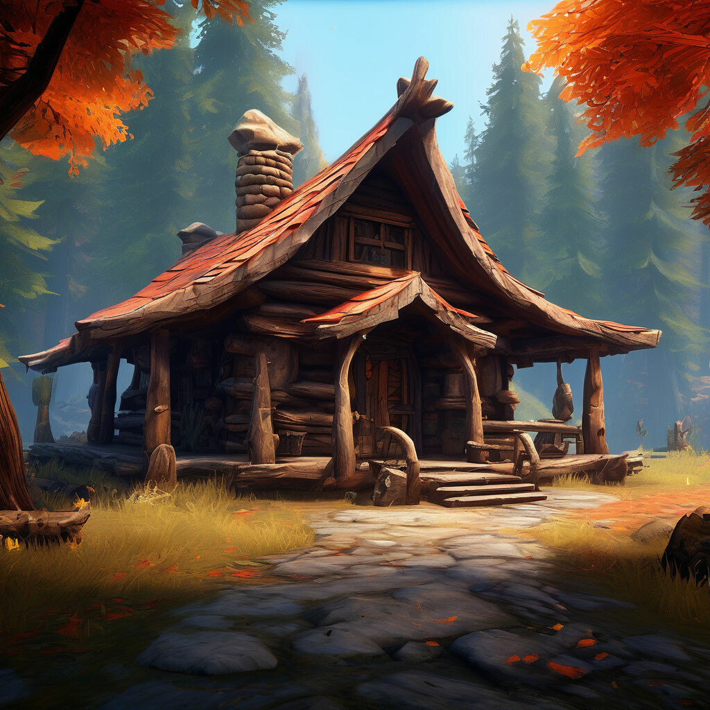 "Logger's hut Azeroth" — image created in Shedevrum